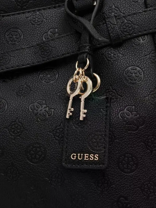 Guess Monogram-debossed Key-charm Tote Bag
