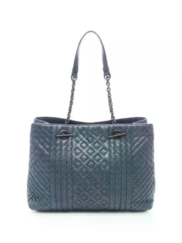 Bottega Veneta 2000s Intrecciato Chain Tote Bag - Blue