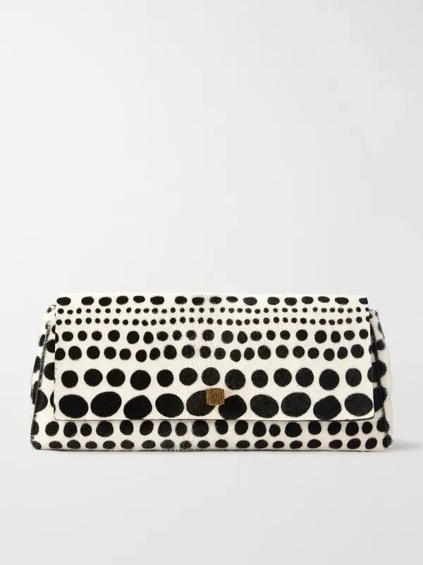 Khaite Audrey Polka-dot Calf Hair Clutch Bag - Black