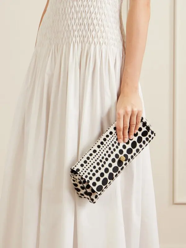 Khaite Audrey Polka-dot Calf Hair Clutch Bag - Black