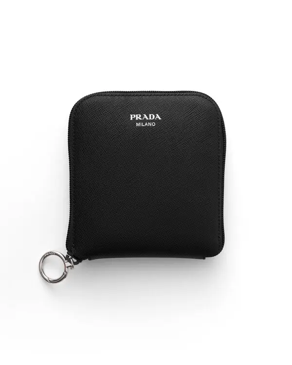 Prada Saffiano Leather Pendant With Re-nylon Tote Bag - Black