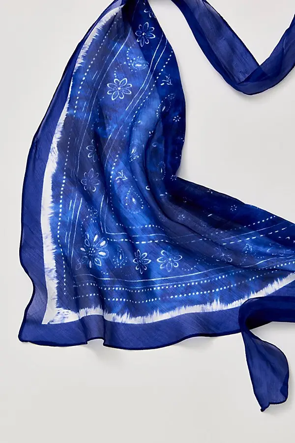Free People Bridgette Silk Hair Scarf - Navy