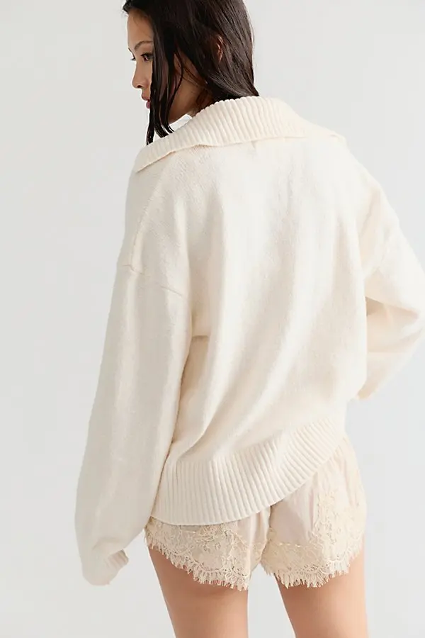 Free People Polo Knit Sweater - Ivory