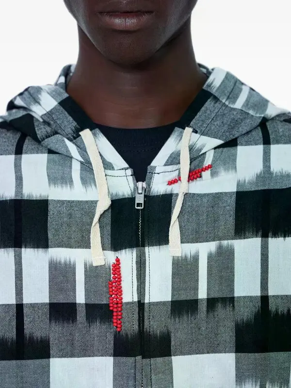 NOMARHYTHM Grid-pattern Zip-up Hoodie