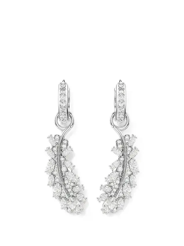 SWAROVSKI Crystal-embellished Leaf-pendant Earrings - Silver