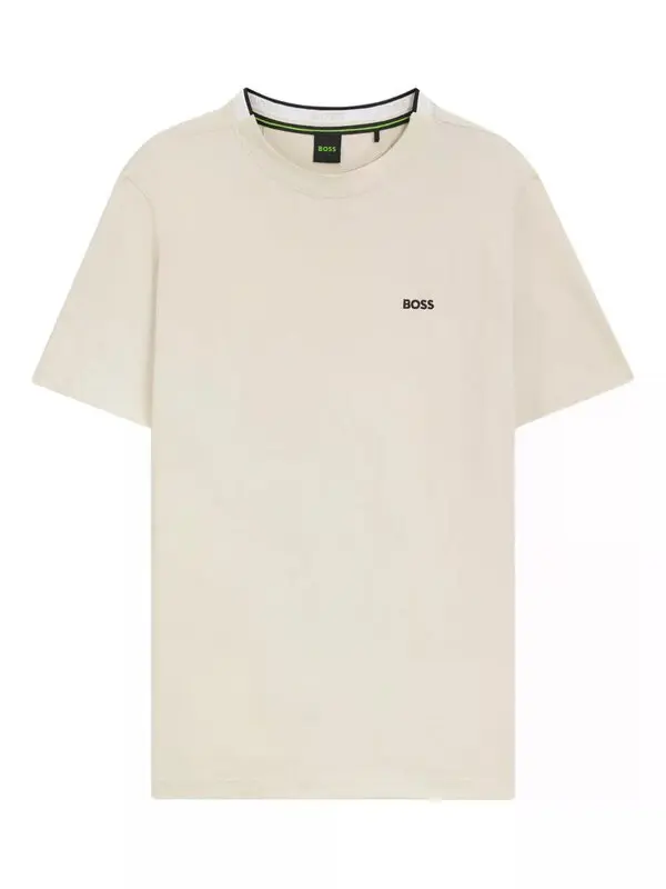 BOSS Logo-detail Crew-neck T-shirt - Neutrals