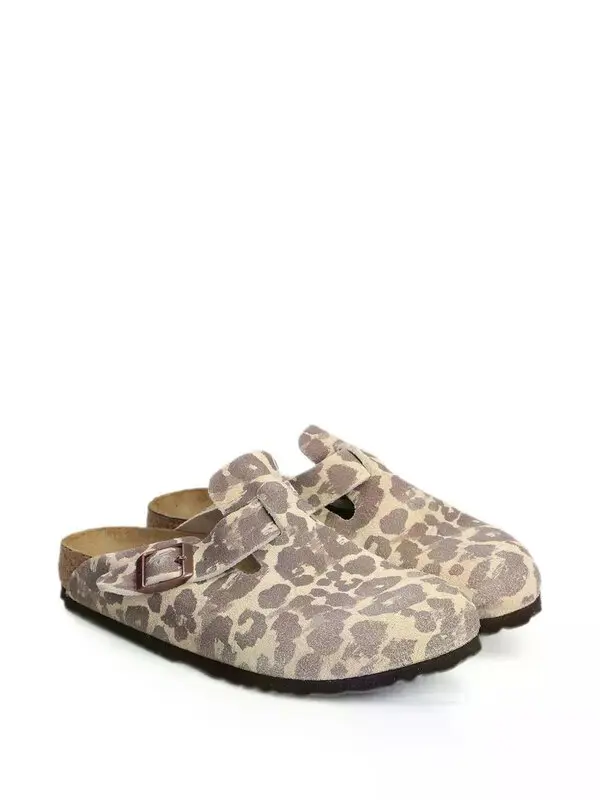 BIRKENSTOCK Boston Animalier Print Suede Mules