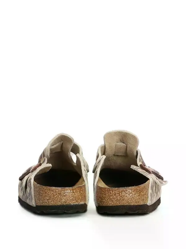 BIRKENSTOCK Boston Animalier Print Suede Mules