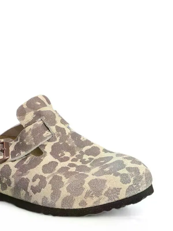 BIRKENSTOCK Boston Animalier Print Suede Mules