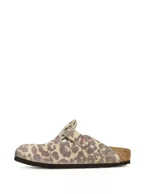 BIRKENSTOCK Boston Animalier Print Suede Mules