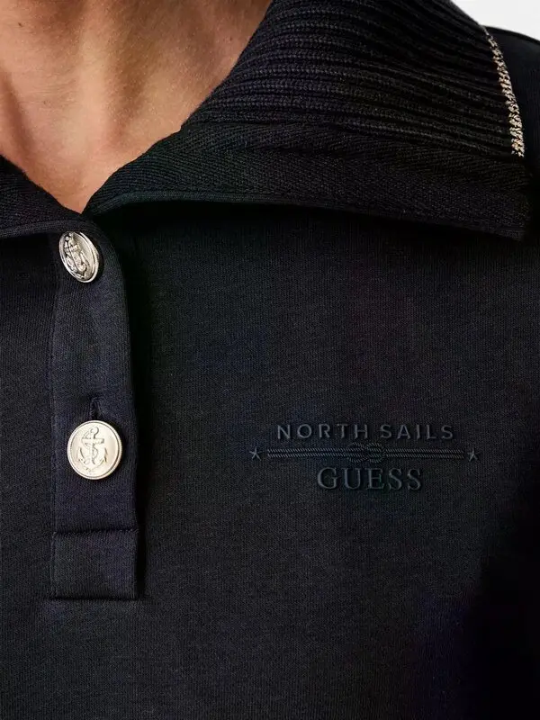 Guess Embroidered Logo Jumper With Ribbed Collar