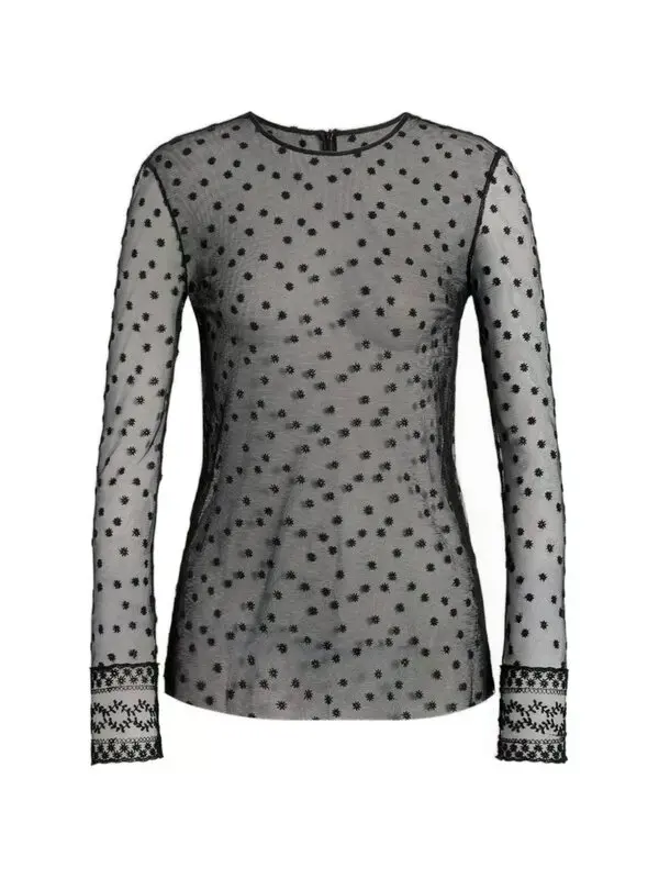 Alberta Ferretti Floral-embroidered Mesh Top - Black