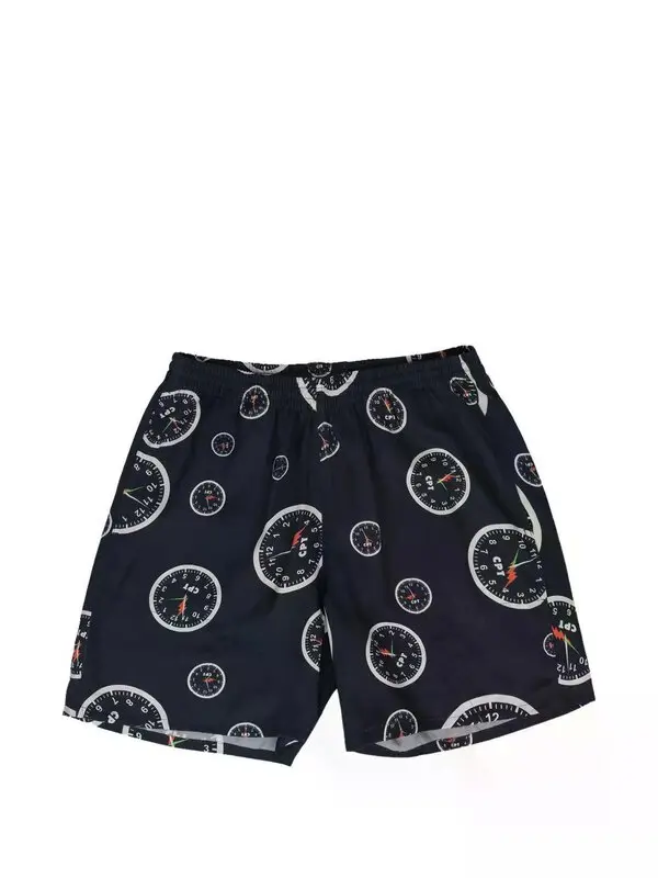 DENIM TEARS Cpt Clock-print Shorts - Black