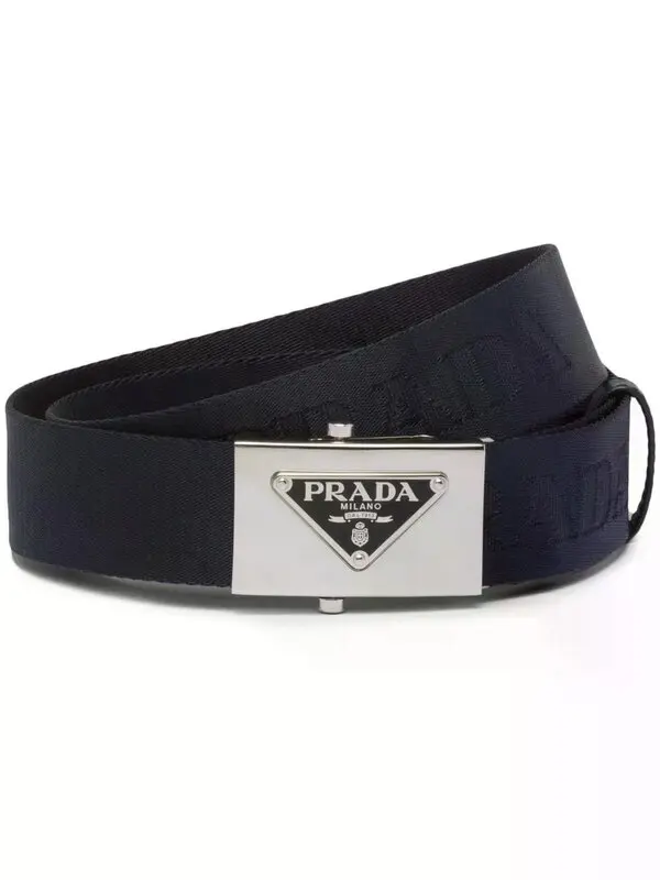 Prada Triangle-logo Woven Belt - Blue