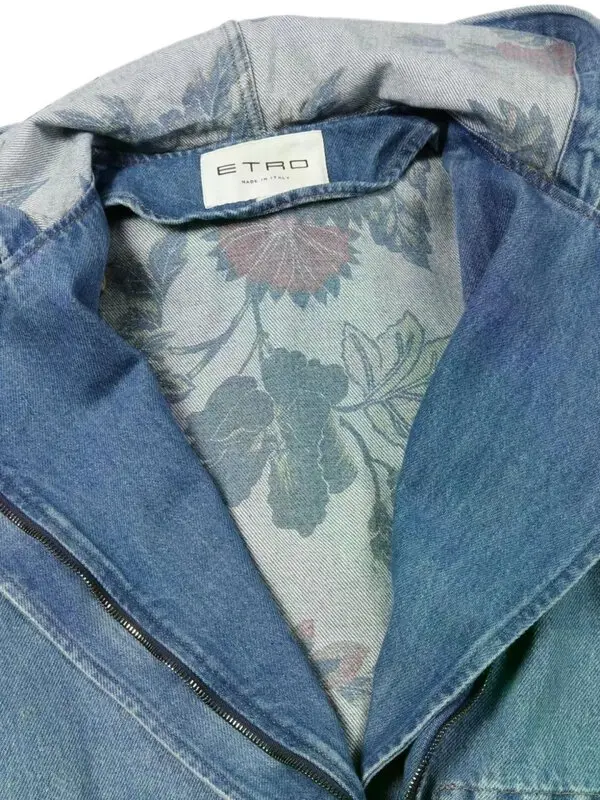 Etro 2010s Hooded Denim Coat - Blue