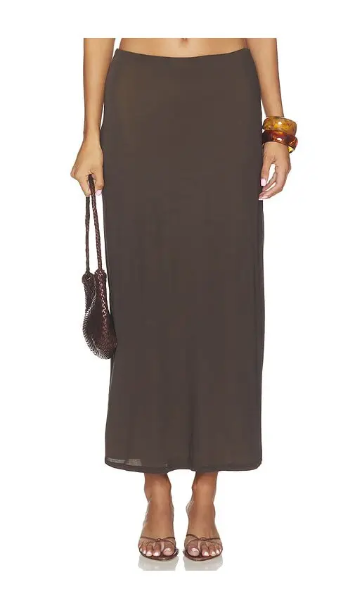 LESET Milo Midi Skirt In . Also - Brown