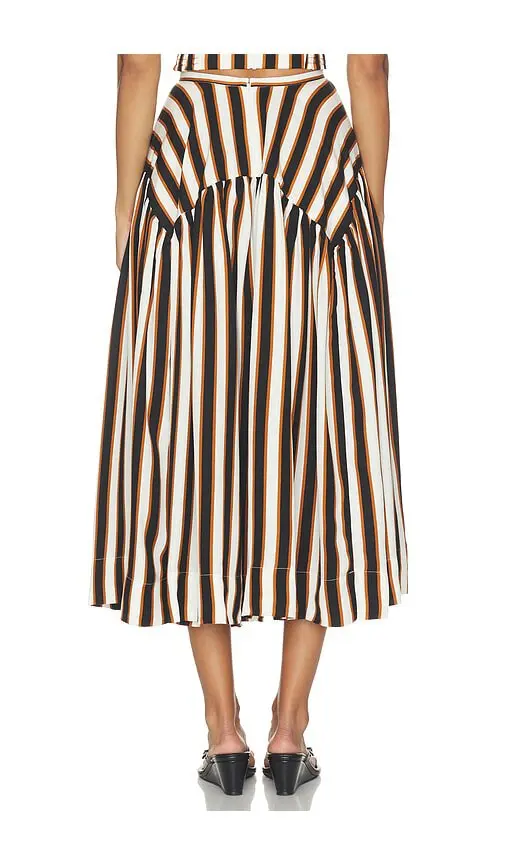 Amanda Uprichard Spencer Midi Skirt In Stripe