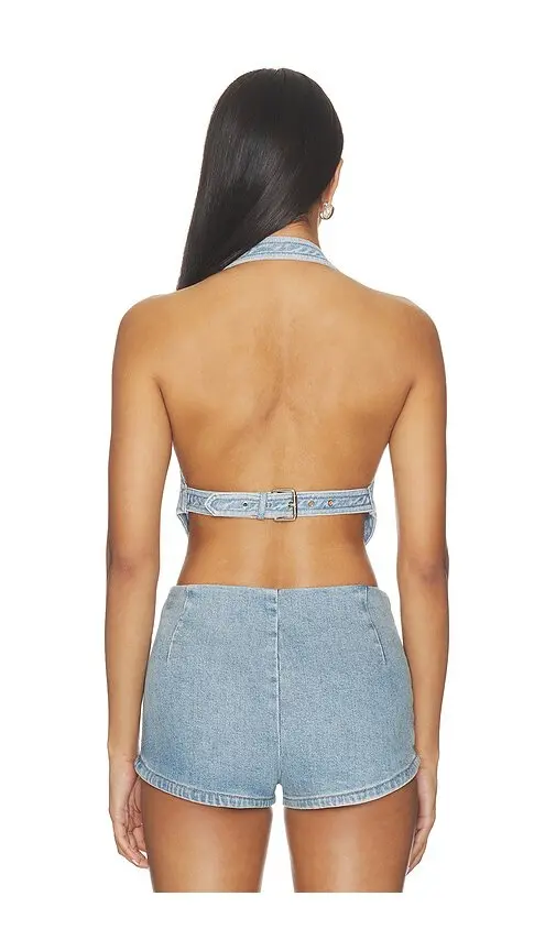 Retrofete Amelisse Denim Halter Top