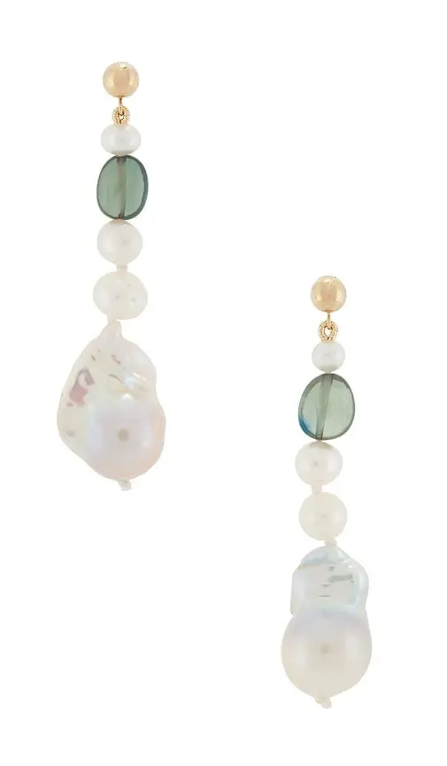 LOREN STEWART Poet Pearl Earrings - Green