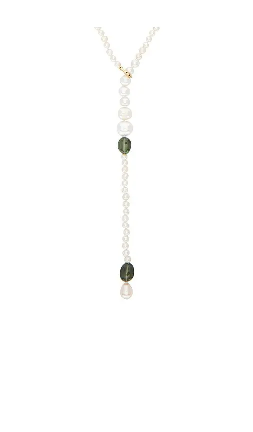 LOREN STEWART Poet Lariat Necklace In Yellow Gold And Tourmaline