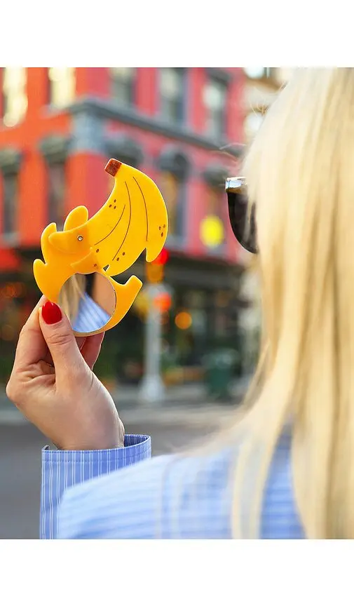 SOLAR ECLIPSE Hand-painted Banana Compact Mirror