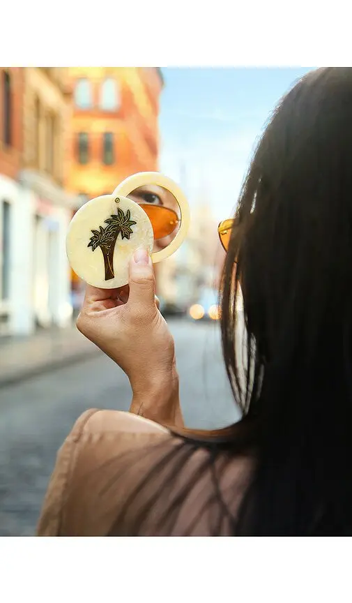 SOLAR ECLIPSE Hand-painted Palm Tree Compact Mirror