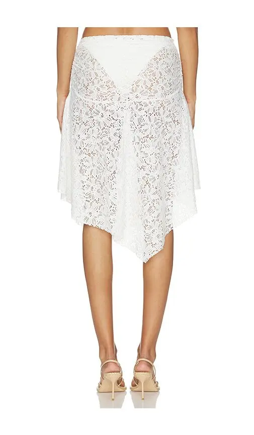 SNDYS. Lace Midi Skirt With Asymmetric Hem