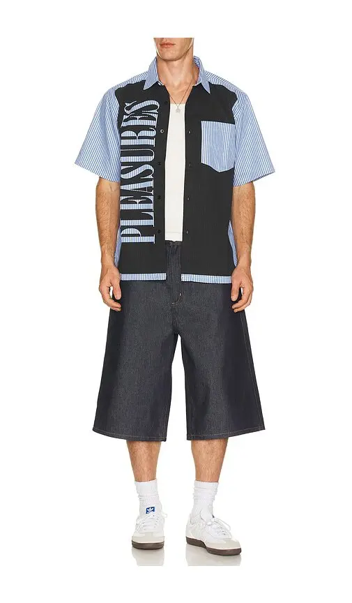 PLEASURES Onyx Button Up Shirt In . Also