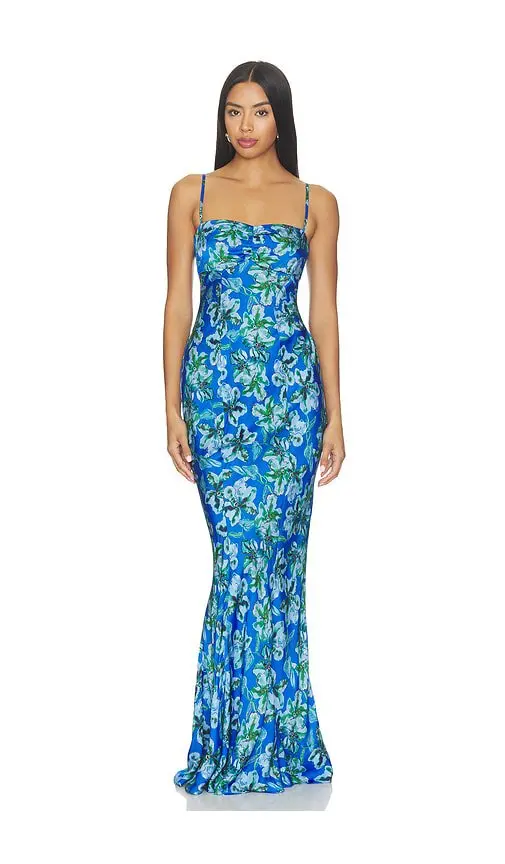 Saloni Renee Long Dress In . Also - Blue