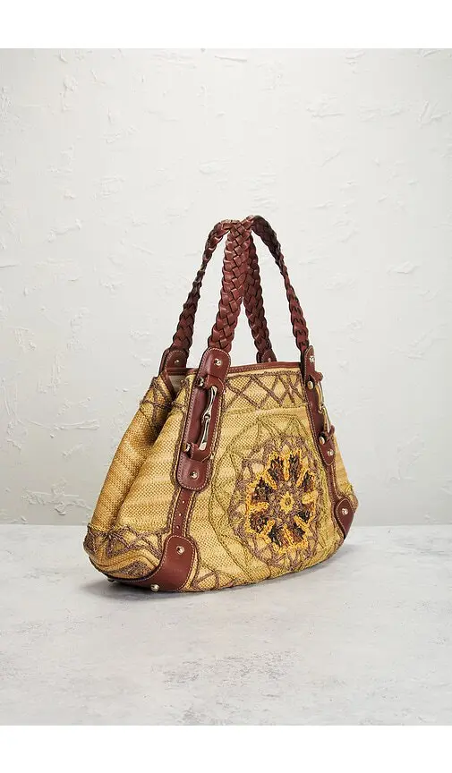 FWRD RENEW Gucci Raffia Pelham Embroidered Hobo Bag