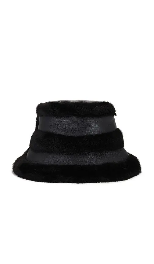 Jocelyn Faux Fur And Leather Bucket Hat