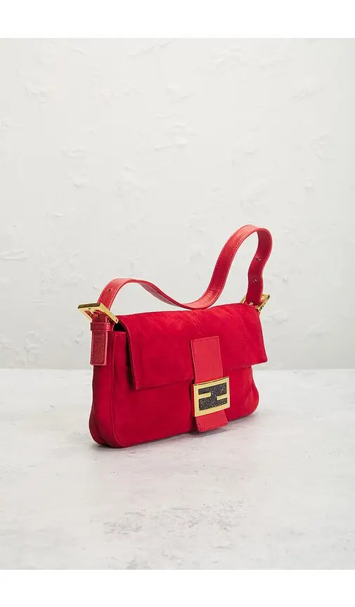 FWRD RENEW Fendi Suede Baguette Shoulder Bag