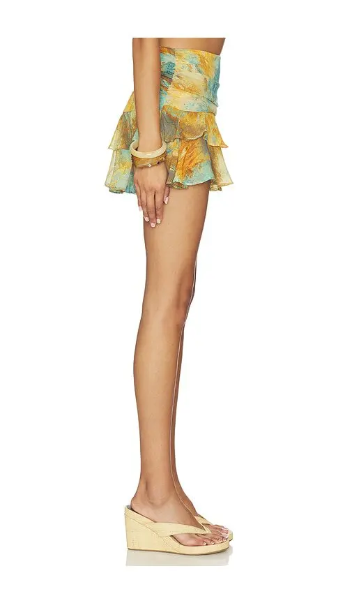 Misa Finn Ruched Tiered Mini Skirt