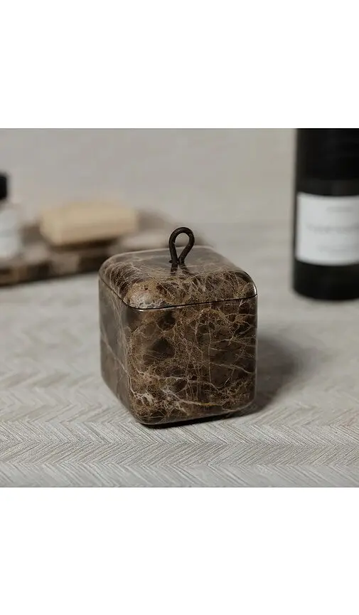 The Favorites Marble Lidded Vanity Jar In Marrã³n Emperador - Brown