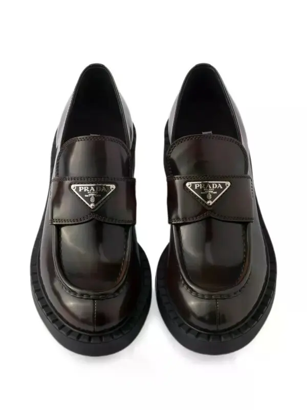 Prada Chocolate Brushed Leather Loafers