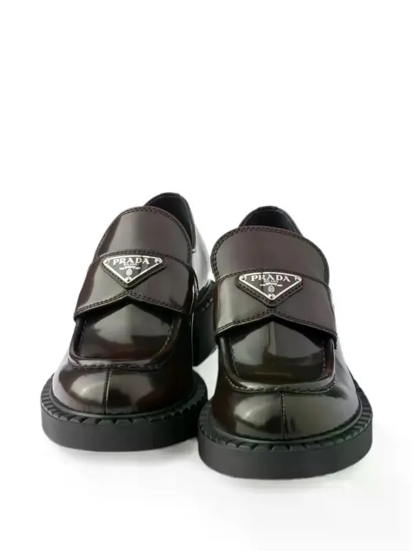 Prada Chocolate Brushed Leather Loafers