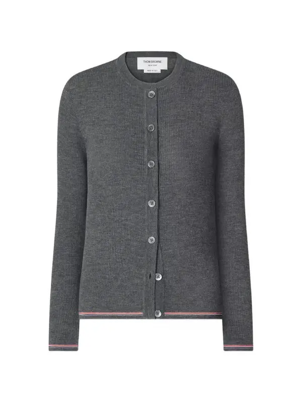 Thom Browne Rib-stitch Wool Cardigan - Grey