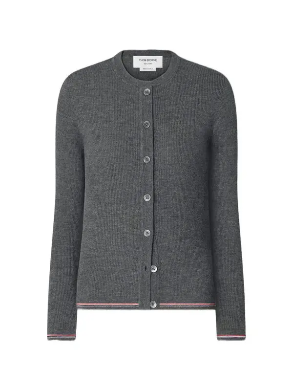 Thom Browne Rib-stitch Wool Cardigan - Grey
