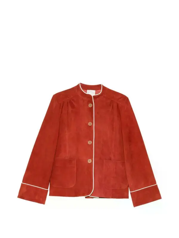 FORTE_FORTE Piped-trim Suede Jacket