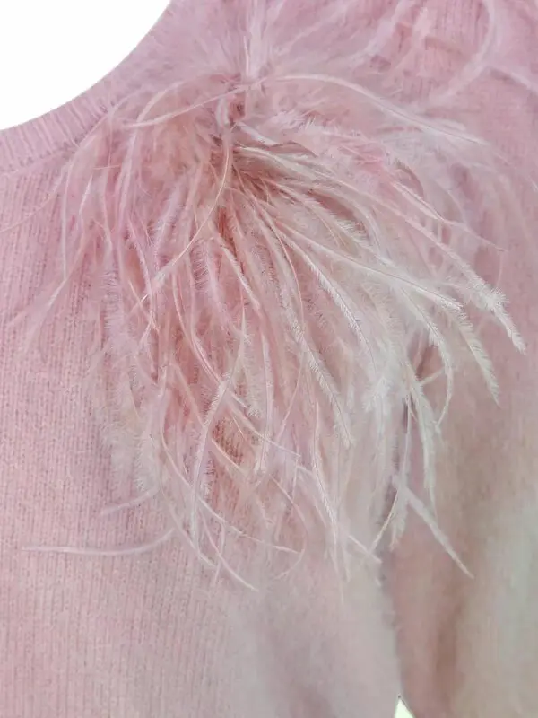 TWINSET Feather-embellished Puff-sleeve Sweater