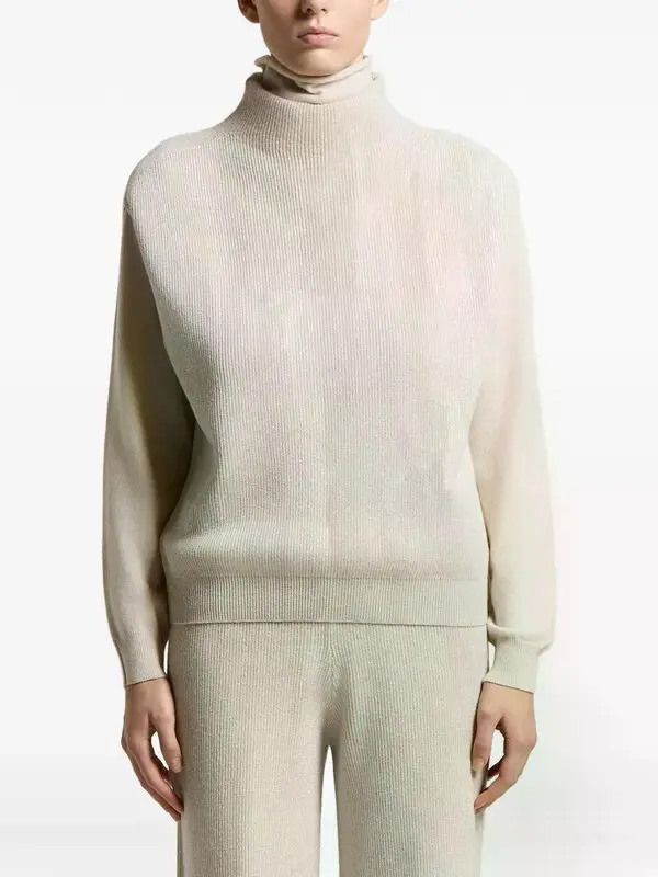 Peserico Ribbed High-neck Jumper - Neutrals