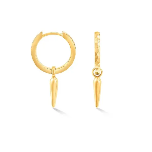 DOWER & HALL Hammered Raindrop Hoops - Gold
