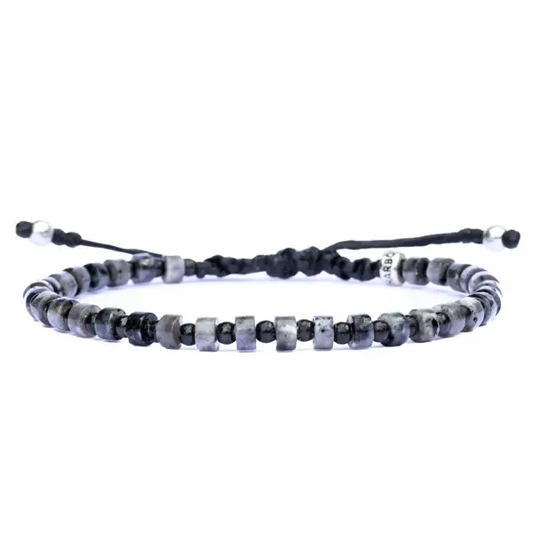 HARBOUR UK Orion Silver Labradorite Rope Bracelet - Black