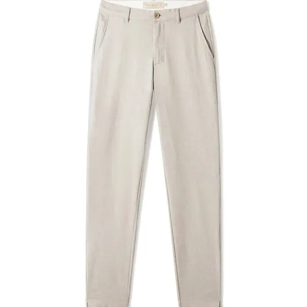 WESTON JON BOUCHER Havana Comfort Linen Slim Pants Sand Pebble Twenty-nine Inseam Length - White