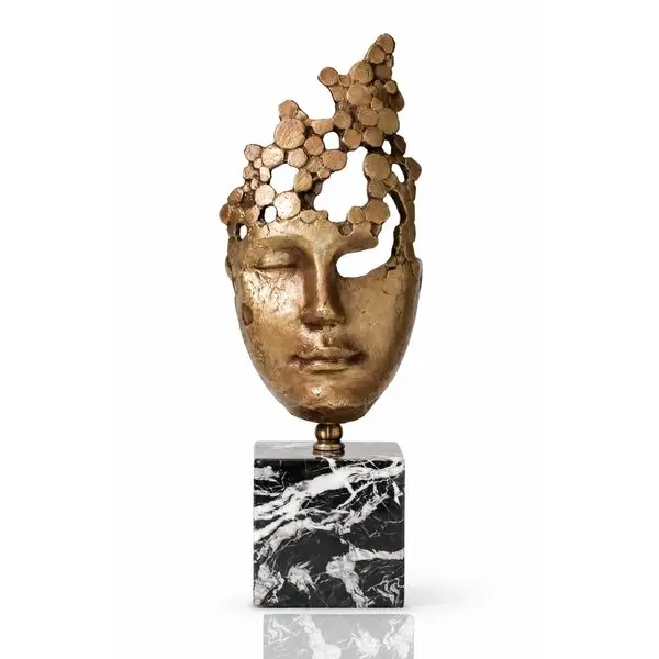 MARLETH Abstract Face Sculpture Gold Decorative Bust