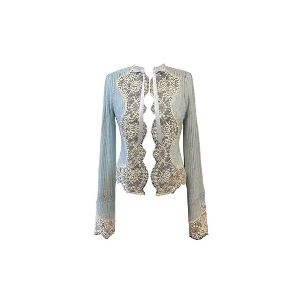Anna Sui Lingerie Lace Knit Cardigan - Blue