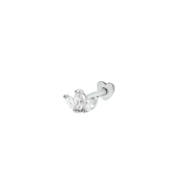 VANCHI 14k Solid White Gold Lab-grown Diamond Lotus Flat Back Stud