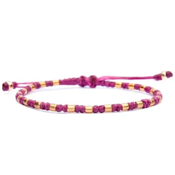 HARBOUR UK Oxford Gold Vermeil Rope Bracelet Fuchsia - Pink
