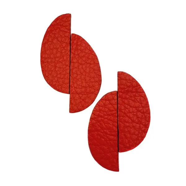 WAIWAI Echo Statet Leather Earrings - Red