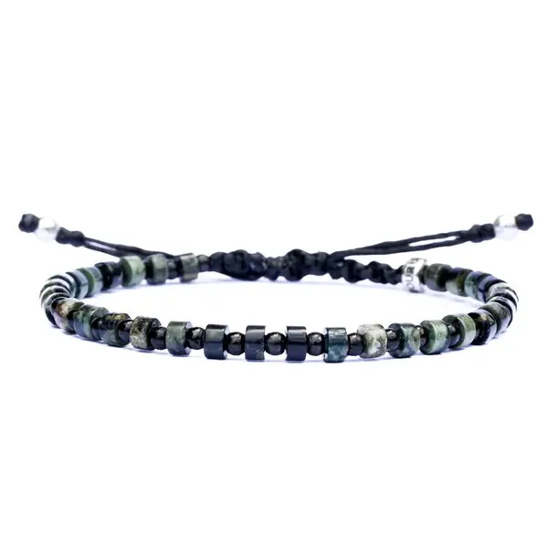 HARBOUR UK Orion Silver Rhyolite Rope Bracelet - Green